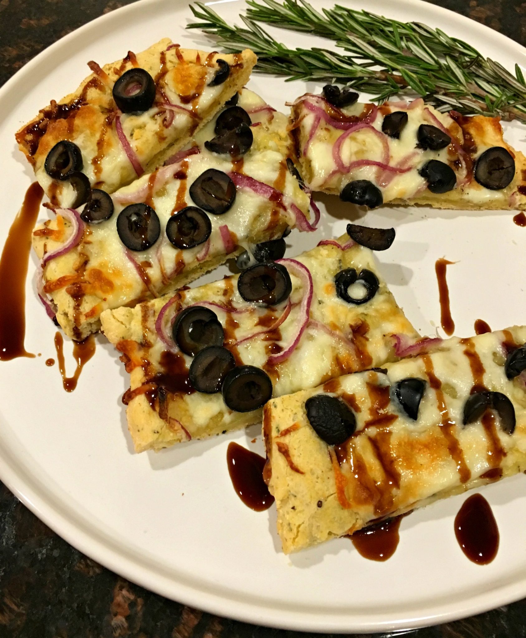 Chebe Focaccia with Black Olives, Shallots and Rosemary - Chebe Recipes